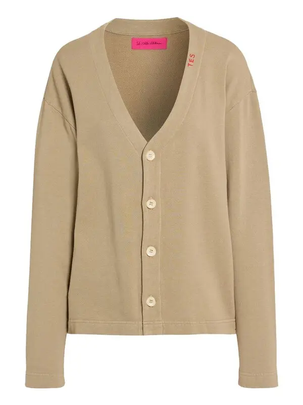 THE ELDER STATESMAN Daily Cotton And Cashmere-blend Jersey Cardigan - Sage Green