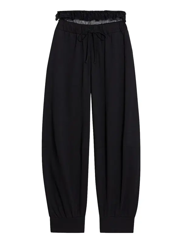 Simone Rocha Layered Tulle And Cotton-jersey Track Pants - Black