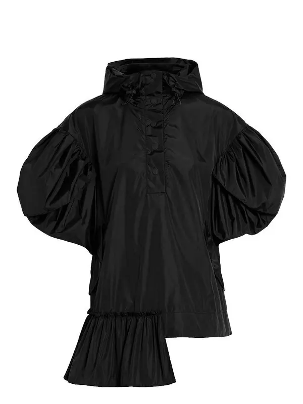 Simone Rocha Asymmetric Taffeta Hooded Top - Black