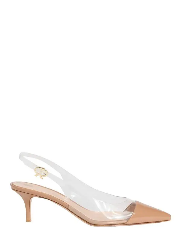 GIANVITO ROSSI Plexi Sling 55 Leather And Pvc Slingback Pumps - Sand
