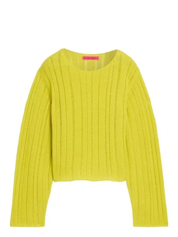 THE ELDER STATESMAN Ribbed Cashmere And Cotton-blend Sweater - Chartreuse