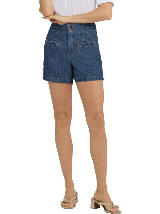 NYDJ Briella Embellished Welt Pocket Denim Shorts - Medium Indigo