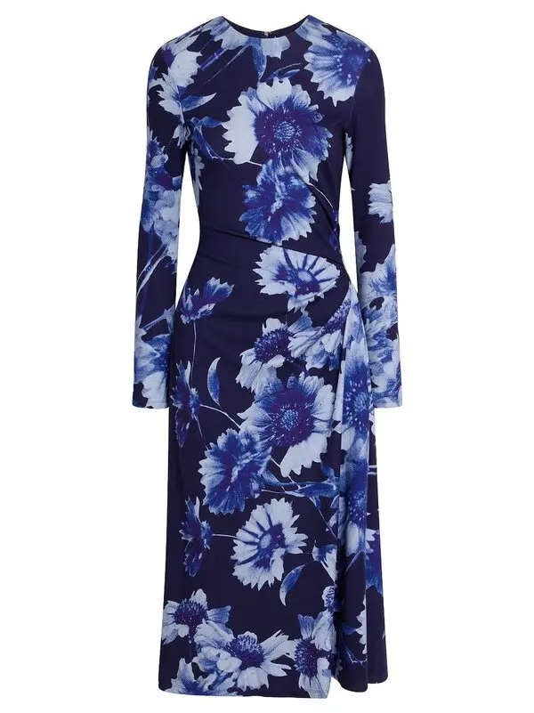 Erdem Floral-print Jersey Midi Dress - Indigo