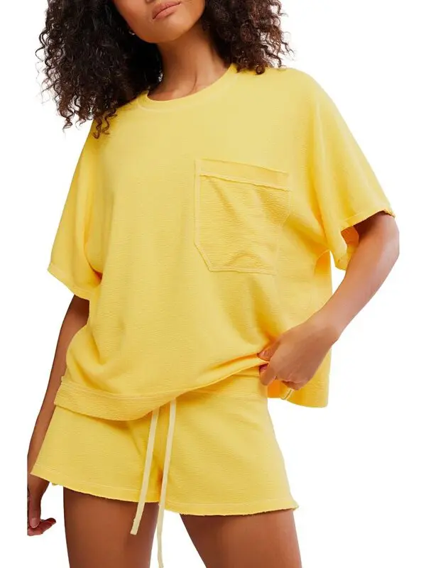 Free People Staycation Oversize Cotton-blend T-shirt - Banana Citrus