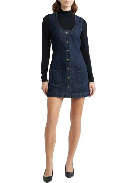 FRAME The Patch Pocket Sleeveless Denim Minidress - Rinse