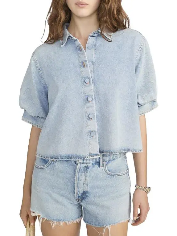 FRAME The Billow Sleeve Denim Button-up Shirt - Puffin