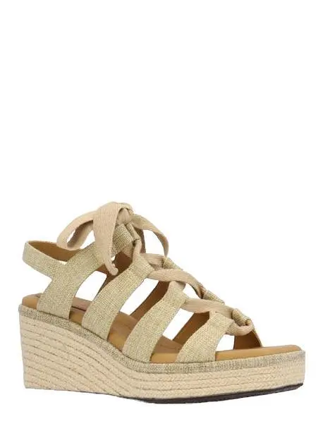 J. Reneé Garlynn Lace-up Platform Wedge Sandal - Tan