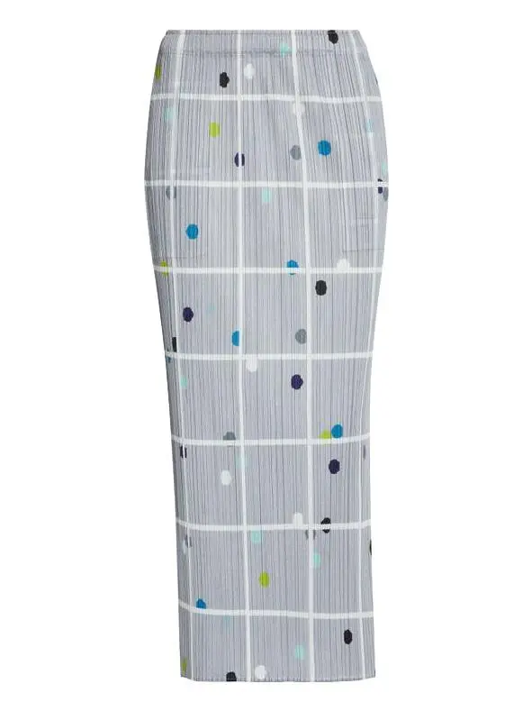 Issey Miyake Crossing Dots Print Pleated Midi Skirt - Light Gray