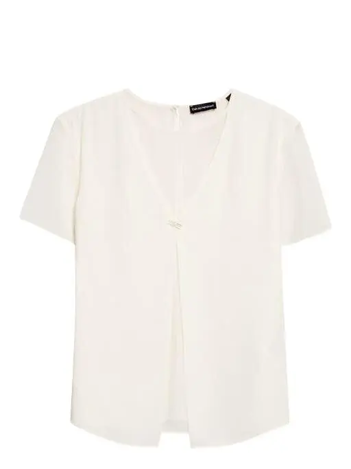 Emporio Armani Techno Georgette Top - Ivory