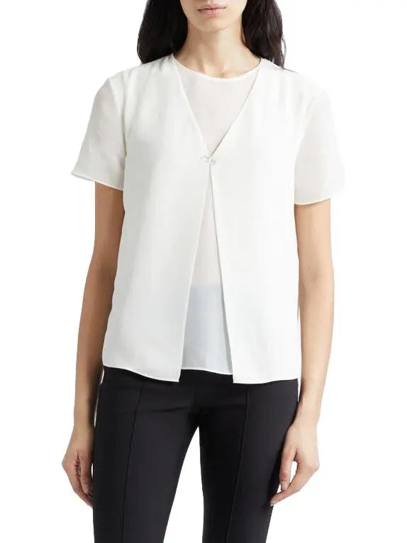 Emporio Armani Techno Georgette Top - Ivory