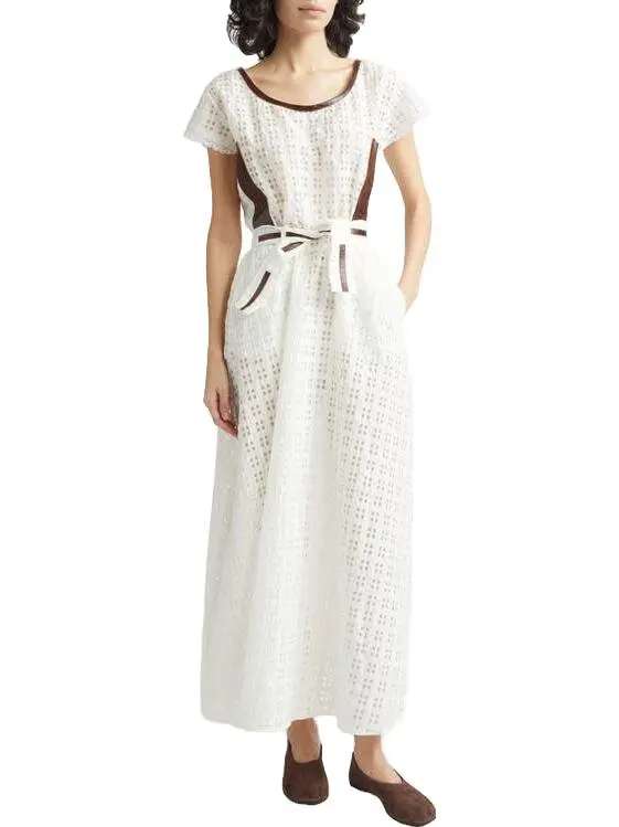 KÚR Belted Mixed Media Maxi Dress - White