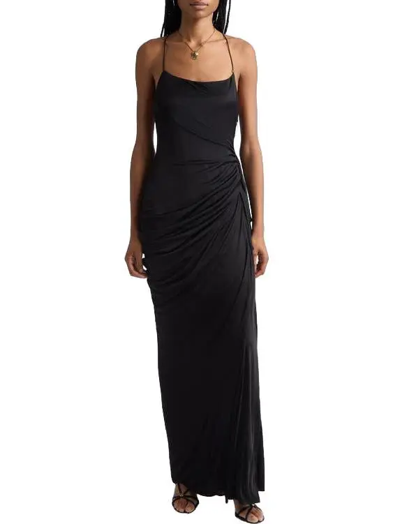 Versace Liquid Drape Jersey Gown - Black