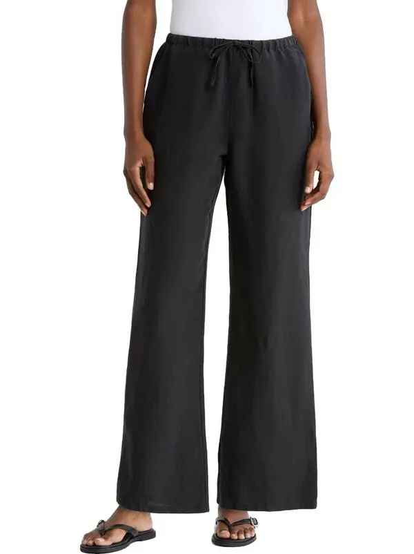 Marine Layer Linen Blend Straight-leg Pants - Black