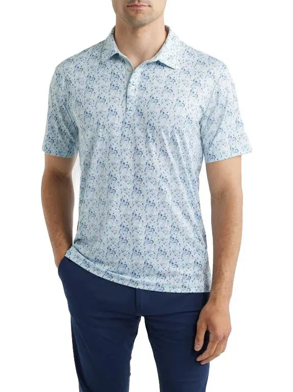 SWANNIES Sunday Floral Performance Golf Polo - Sky