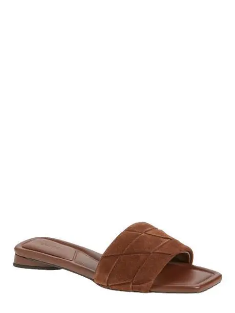 Nordstrom Brynn Leather Slide Sandal - Brown Brick
