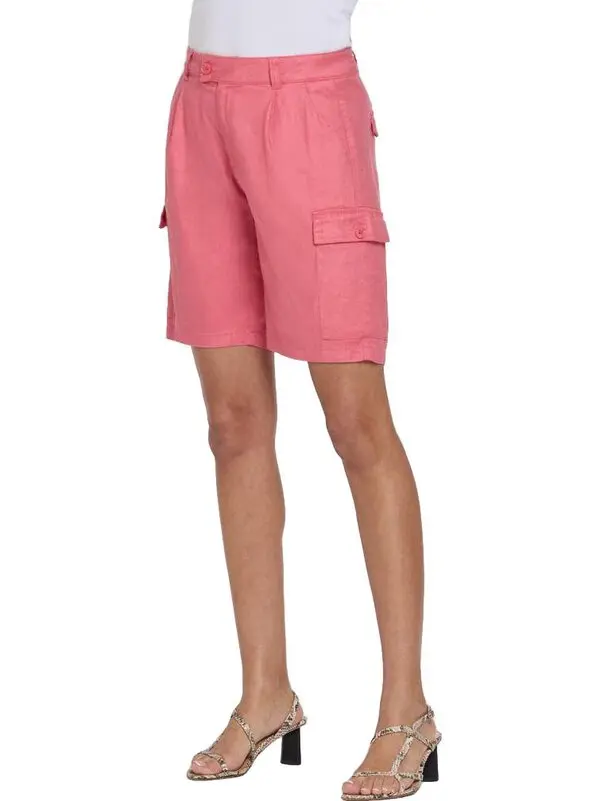 NYDJ Linen-blend Cargo Bermuda Shorts - Desert Rose
