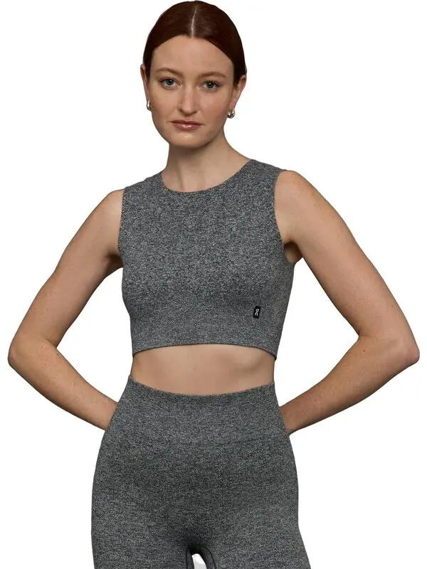 On Studio Knit Seamless Crop Top - Graphite Heather