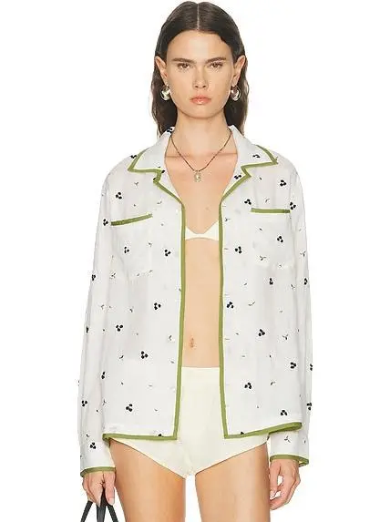BODE Blackberry Patch Long Sleeve Top - White Multi