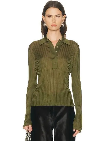 Khaite Vin Ribbed Knit Top - Olive