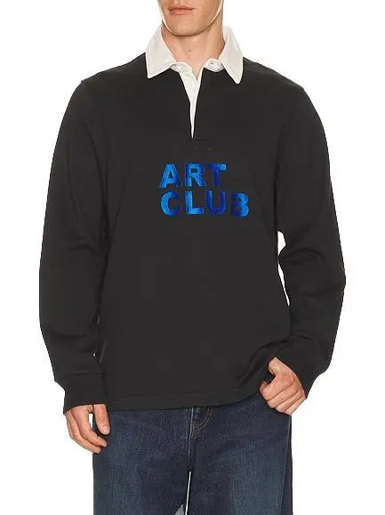 JW Anderson Art Club Rugby Polo - Washed Black
