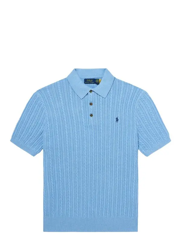 Polo Ralph Lauren Cable-knit Cotton Polo Shirt - Blue