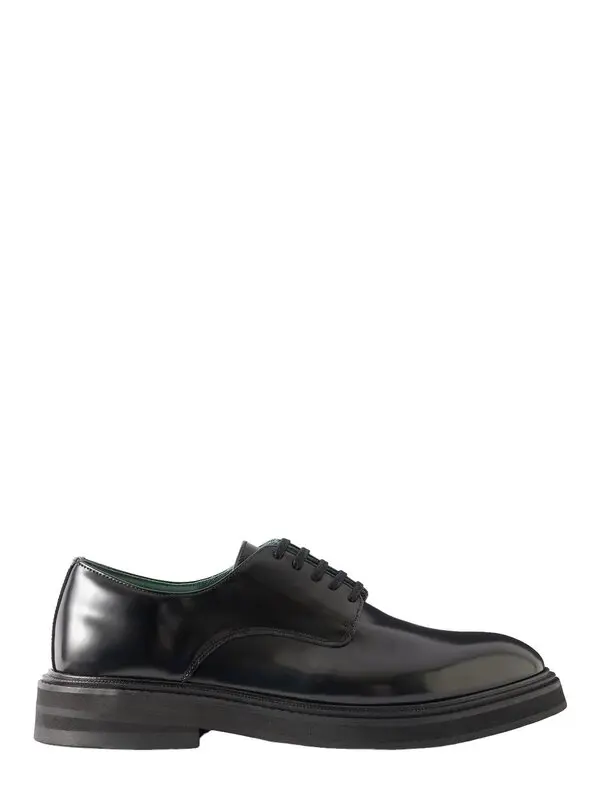 VINNY'S Officer Polished-leather Derby Shoes - Black