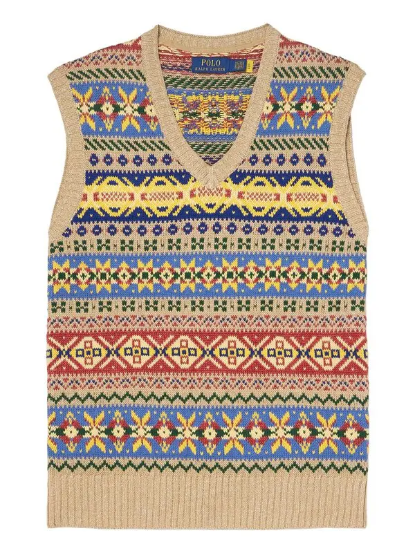 Polo Ralph Lauren Fair Isle Cotton And Linen-blend Intarsia Vest - Neutrals