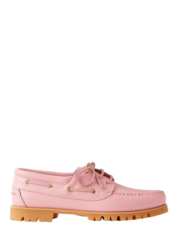 VINNY'S Aztec Full-grain Leather Boat Shoes - Pink