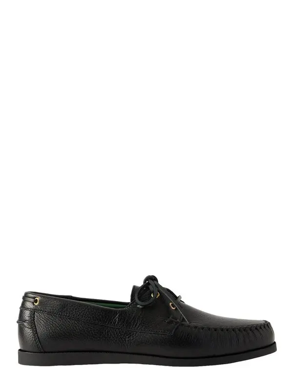 VINNY'S Boatman Full-grain Leather Boat Shoes - Black