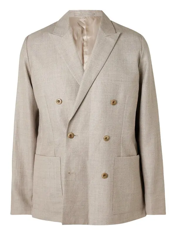 Nn07 Jordin 10027 Double-breasted Linen And Wool-blend Blazer - Neutrals