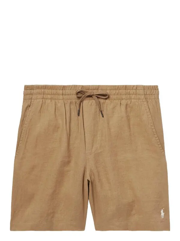 Polo Ralph Lauren Prepster Straight-leg Logo-embroidered Linen Drawstring Shorts - Neutrals