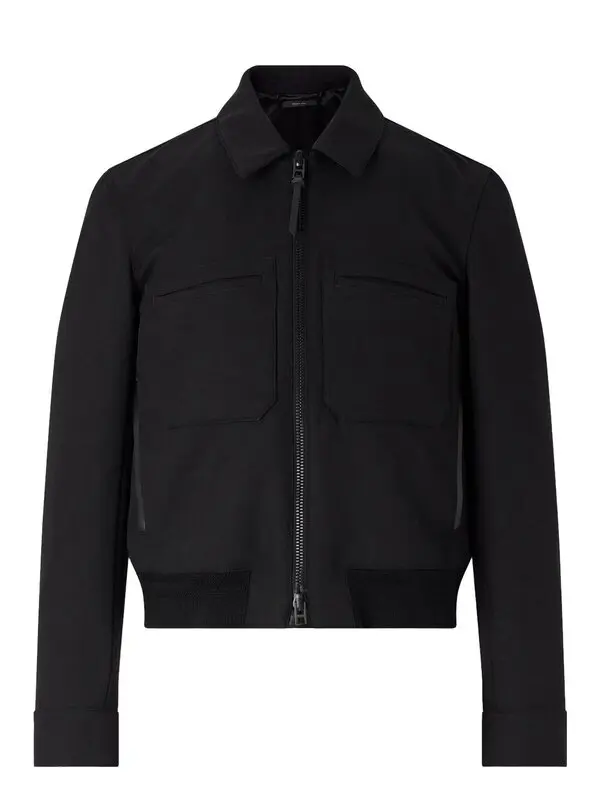 TOM FORD Leather-trimmed Wool And Silk-blend Jacket - Black