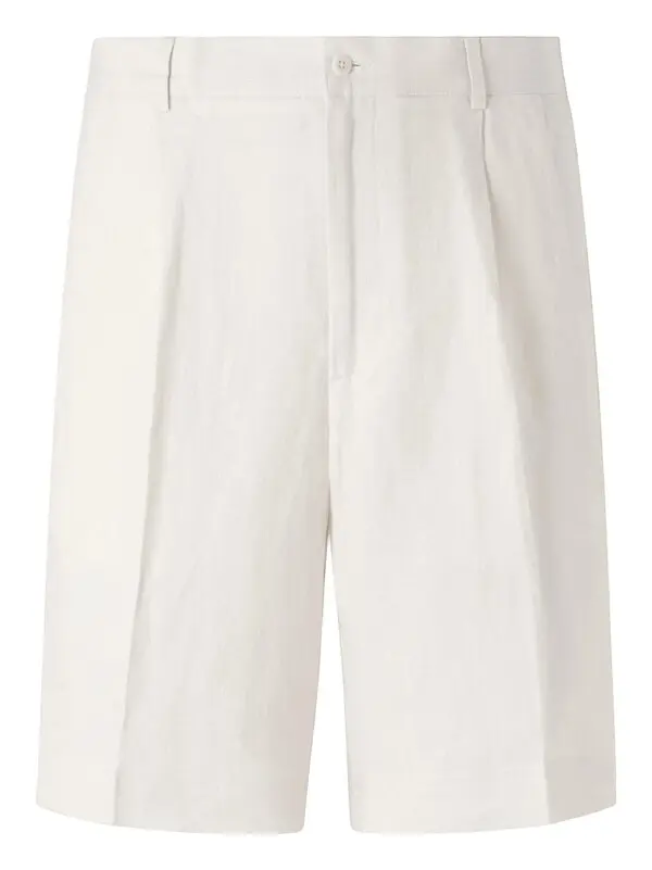 Rubinacci Straight-leg Pleated Cotton Shorts - White