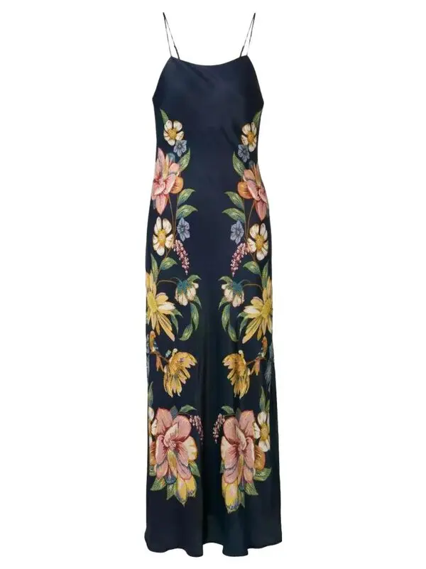Farm Rio Maira Floral-print Maxi Dress - Blue