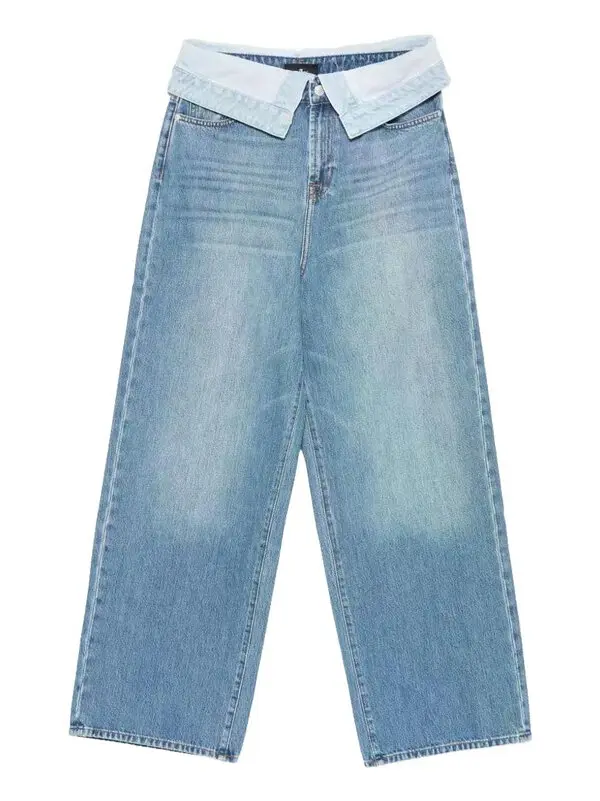 7 For All Mankind Double-layer Wide Leg Jeans - Blue