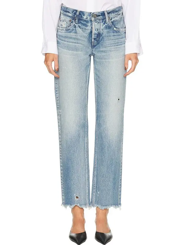 Moussy Vintage Mattapan Straight Low Rise Jeans - Light Blue