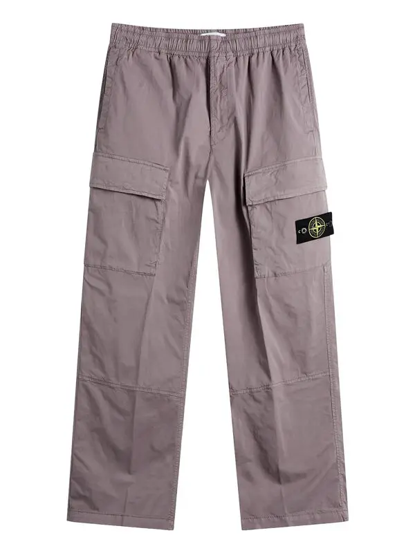 Stone Island Organic Cotton Cargo Trousers - Purple Grey