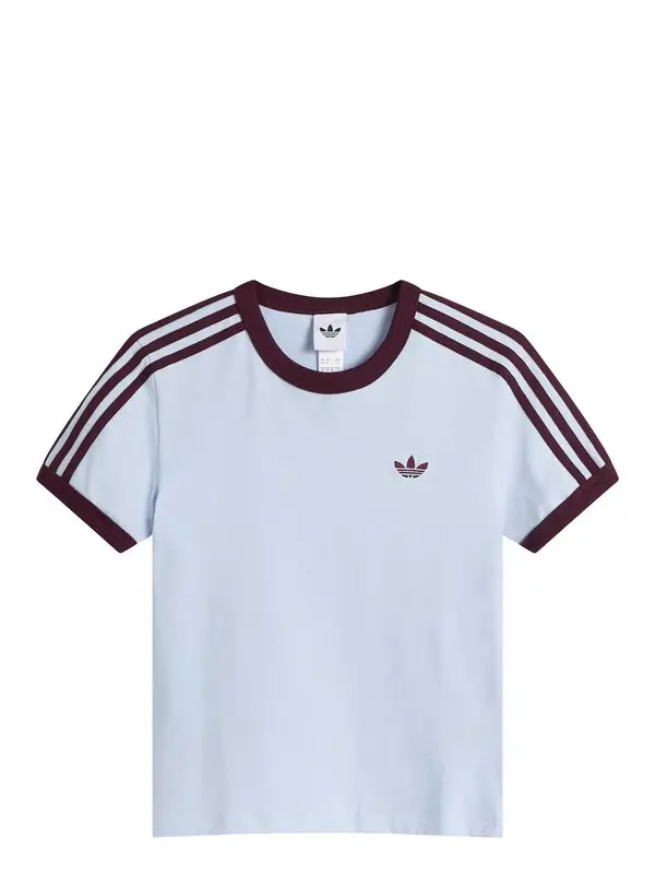 Adidas 3 Stripes Slim T-shirt - Crystal Sky/maroon