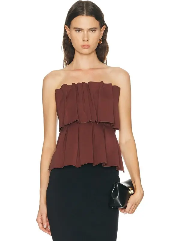 HOUSE OF DAGMAR Sculpted Tube Top - Mahogany Red