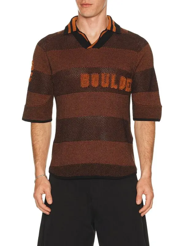 ISA BOULDER Boulder Line Polo Shirt - Rust Brown