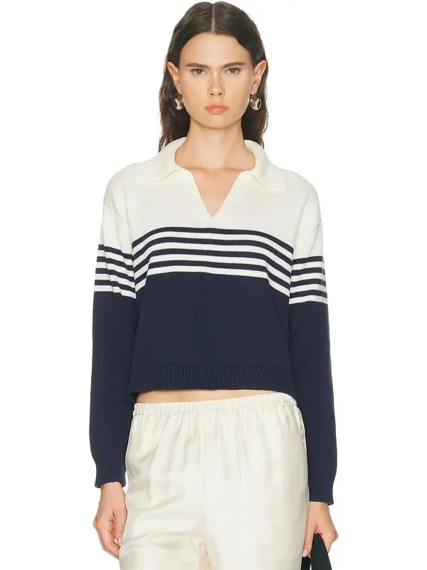 Simkhai Jules Knit Polo Sweater - Midnight Stripe