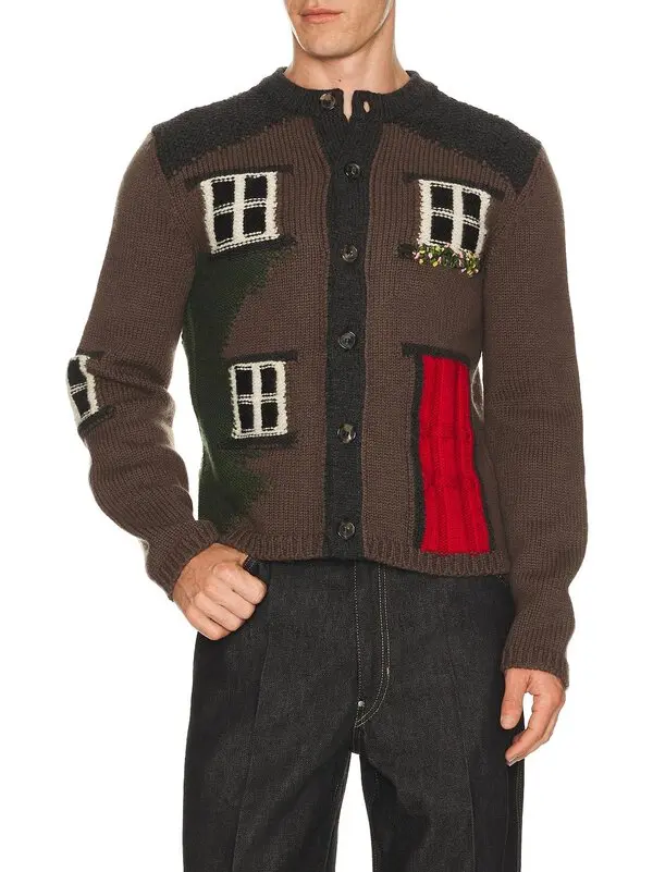 JW Anderson House Polo Cardigan - Chestnut