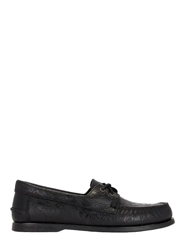 Sperry X One Of These Days Lou Boat Shoe - Black Leather Embossed