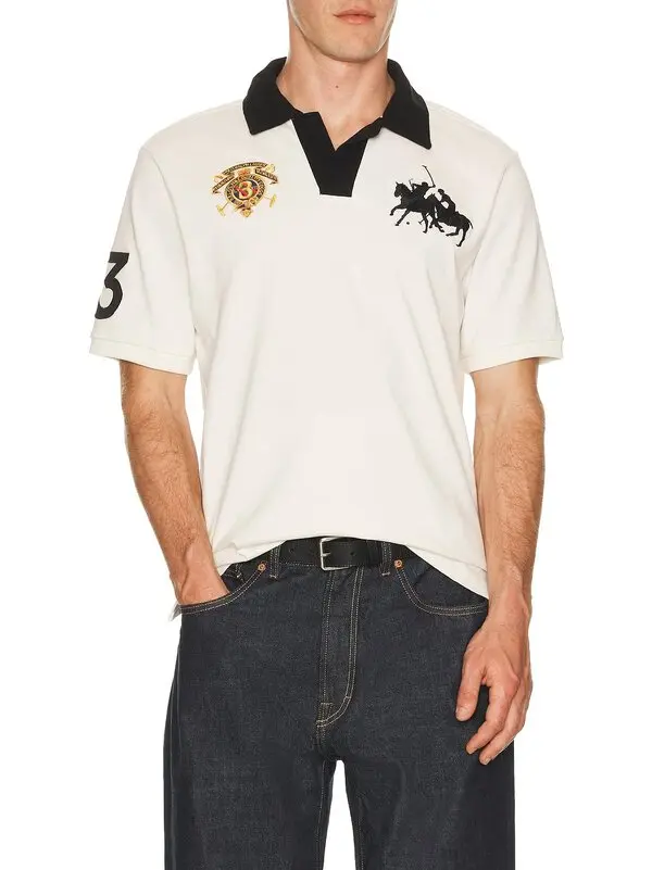 Polo Ralph Lauren Short Sleeve Jersey Knit Crest Logo Johnny Collar Polo - Nevis Polo Black