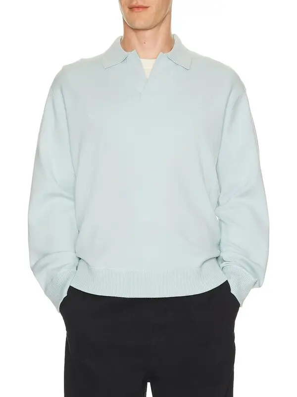 Theory Light Bilen Jonny Collar Pop Over Sweater - Light Ocean Air