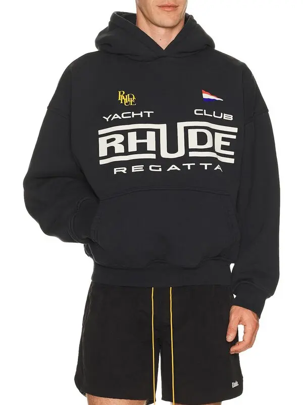 Rhude Regatta Club Hoodie - Vintage Black & White