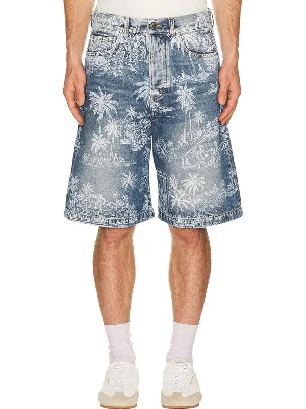 Amiri Chateau Palms Denim Short - Harbor Indigo