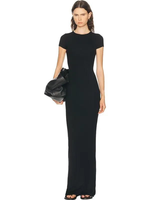 Eterne Cap Sleeve Maxi Dress - Black