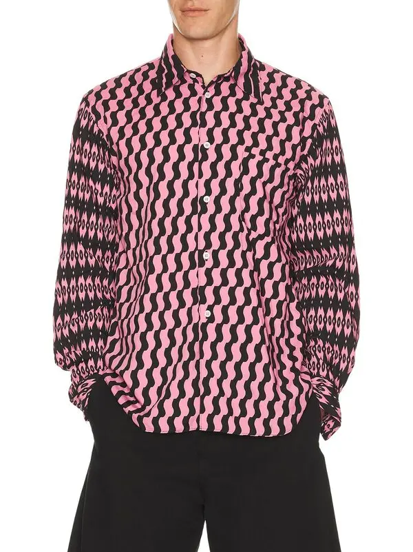 Comme Des Garçons Button Down Shirt - Pink & Black