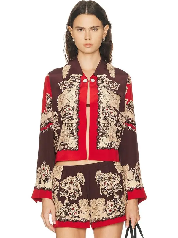 BODE Storybook Cropped Jacket - Red & Black